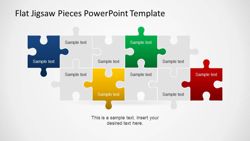 Editable Flat Jigsaw Pieces PowerPoint Template SlideModel
