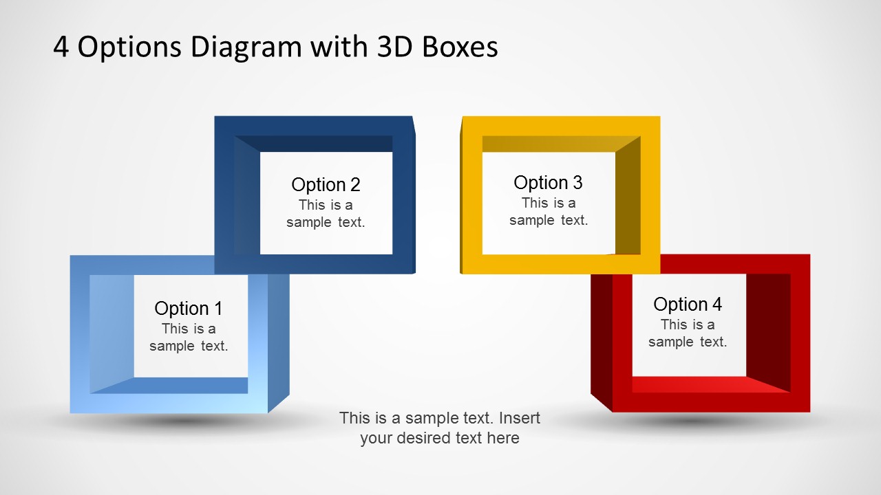 4 Options Diagram Template for PowerPoint with 3D Boxes - SlideModel