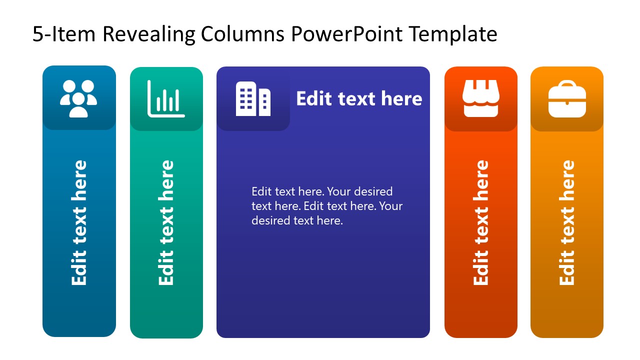 5-Item Revealing Columns PowerPoint Template & Google Slides