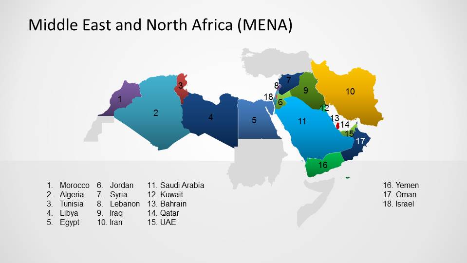Middle East & North Africa Map Template for PowerPoint - SlideModel