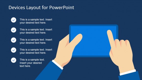 Hands Touching Screen & Technology Devices PowerPoint Template - SlideModel