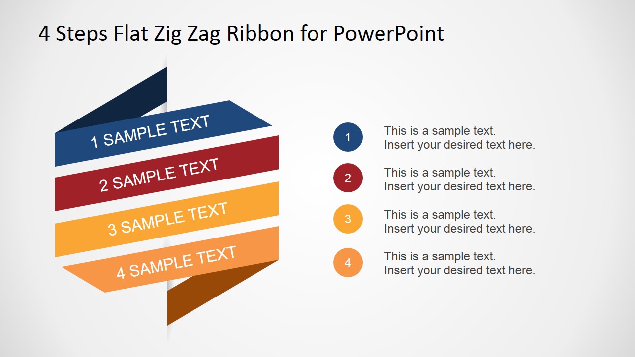 4 Steps Flat Zig-Zag Ribbon Diagram for PowerPoint - SlideModel