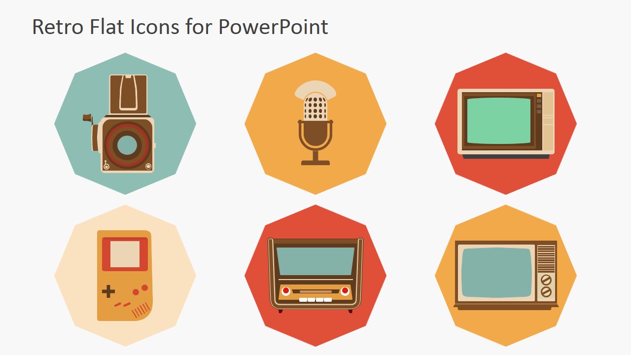 Retro Flat PowerPoint Icons - SlideModel