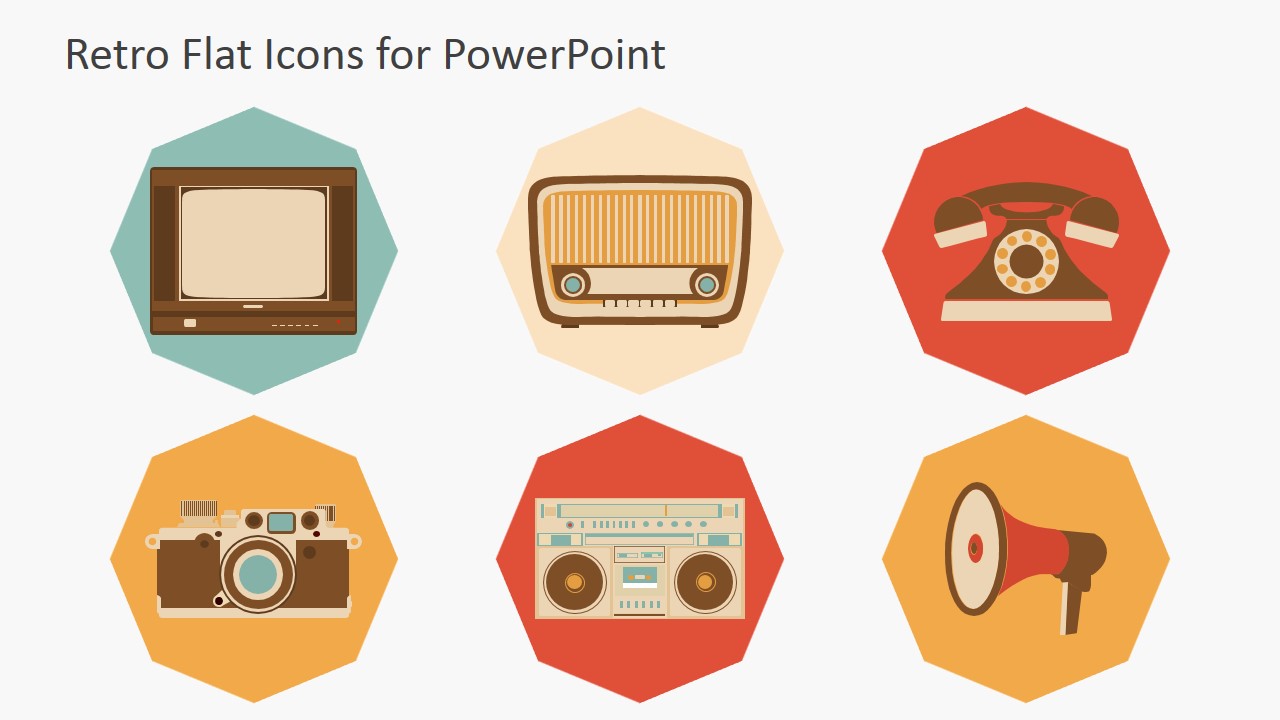 Retro Flat PowerPoint Icons - SlideModel