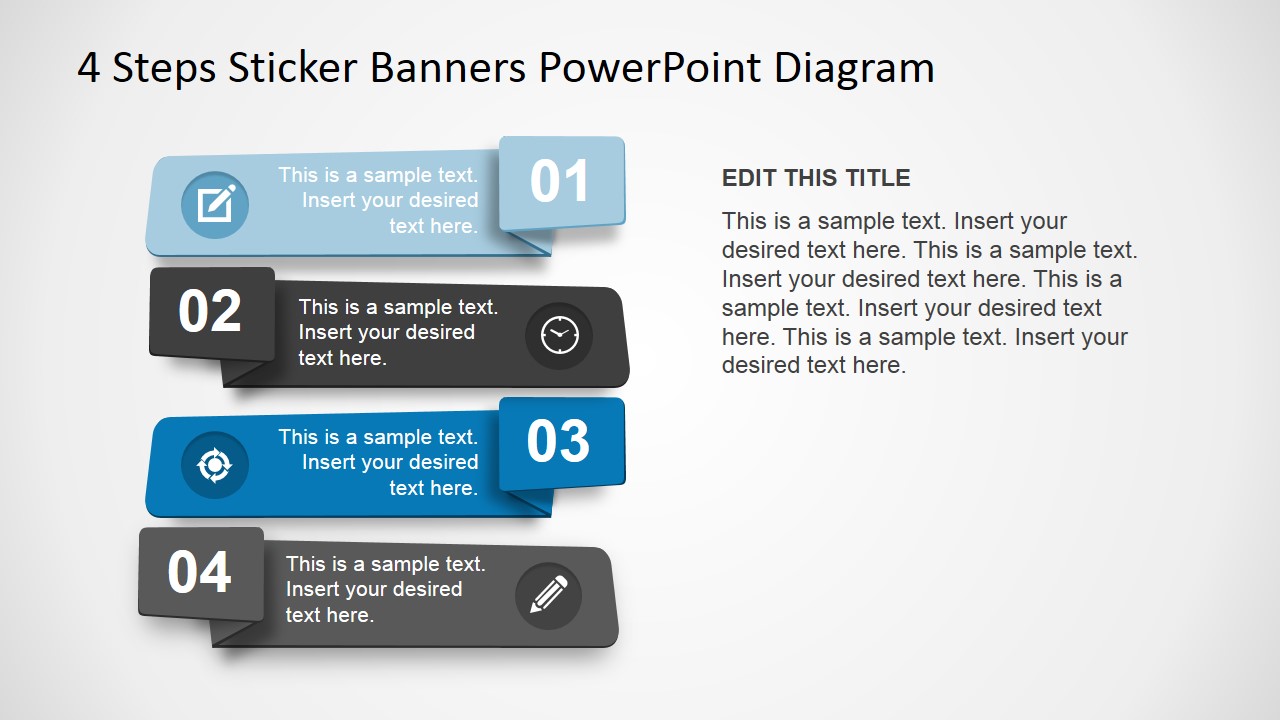 4 Step Sticker Banners for PowerPoint - SlideModel