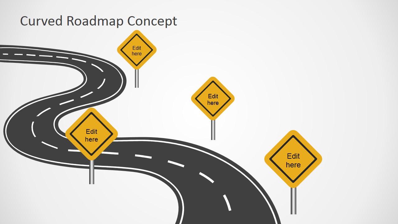 Curved Road Map Concept For PowerPoint SlideModel