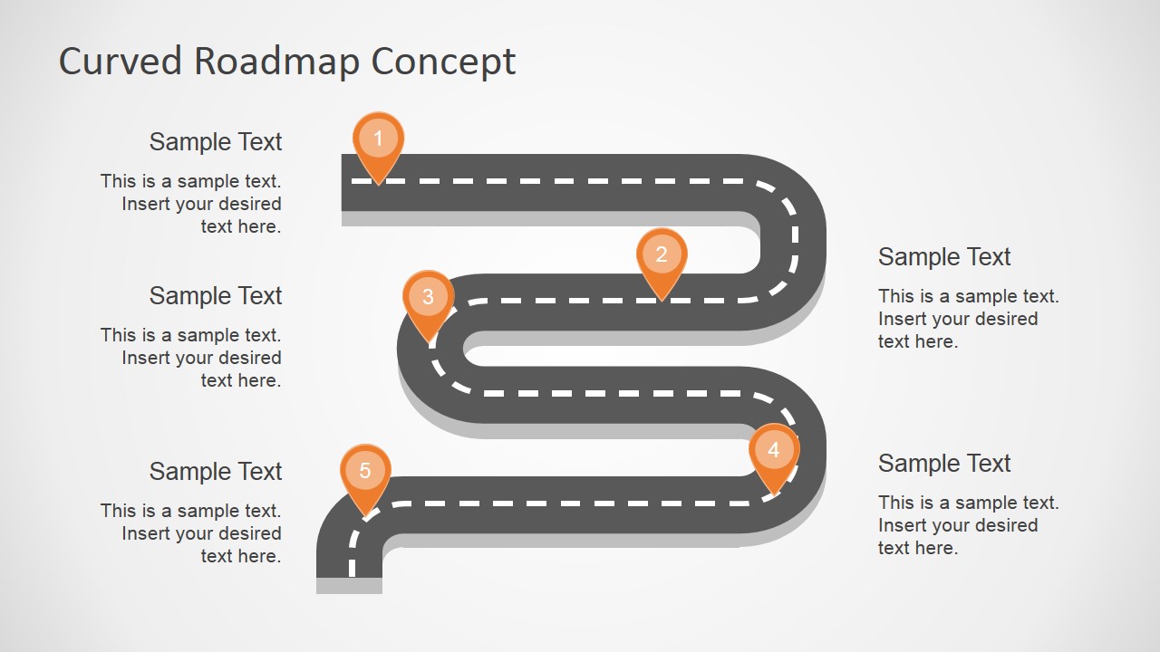 Curved Road Map Concept For PowerPoint SlideModel
