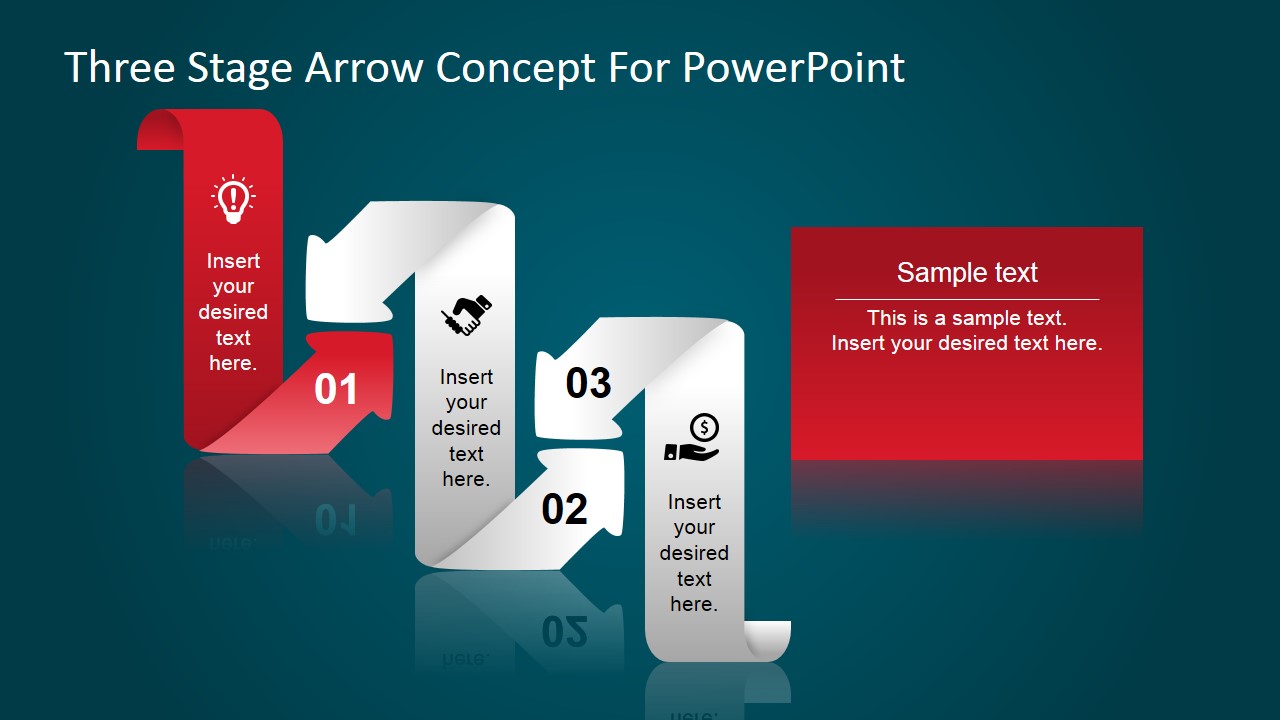 Curved Arrow Three Steps PowerPoint Diagram - SlideModel