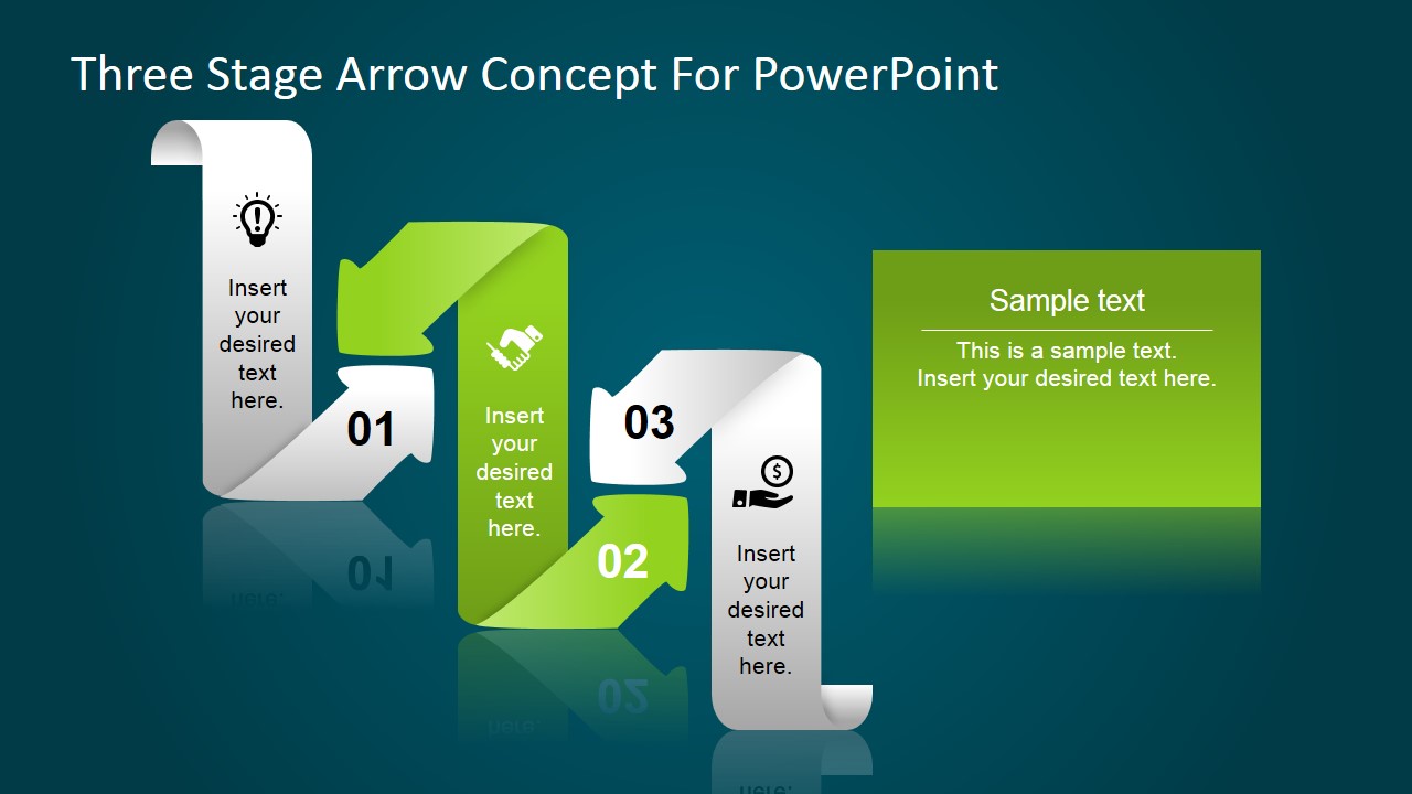 Curved Arrow Three Steps PowerPoint Diagram - SlideModel