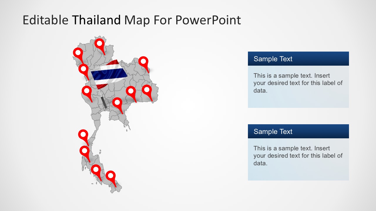 Editable Map of Thailand PowerPoint - SlideModel