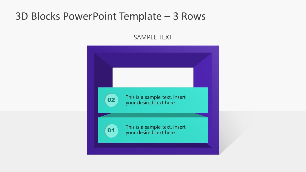 3D Blocks PowerPoint Template with 3 Rows - SlideModel