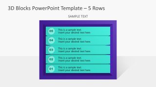 3D Blocks PowerPoint Template with 5 Rows - SlideModel