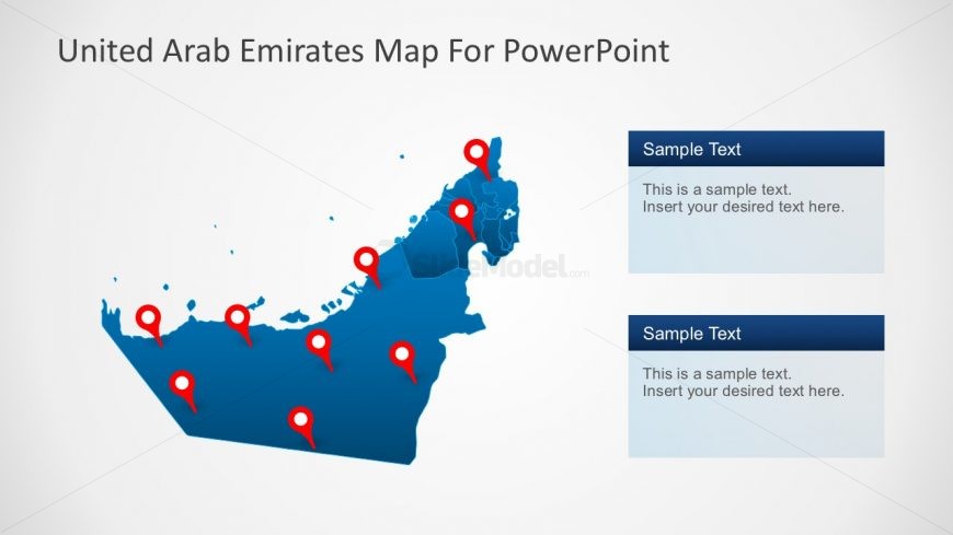 UAE Map Pins for PowerPoint - SlideModel