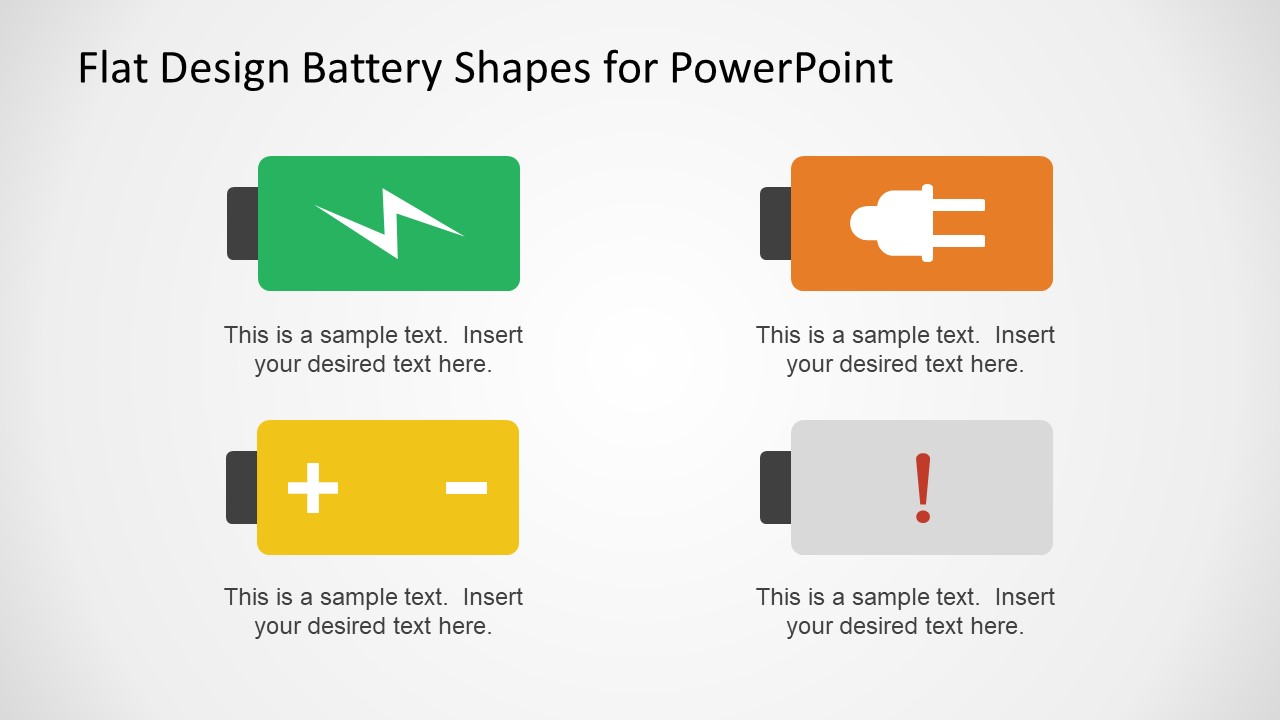 Flat Design Battery Shapes PowerPoint Theme - SlideModel