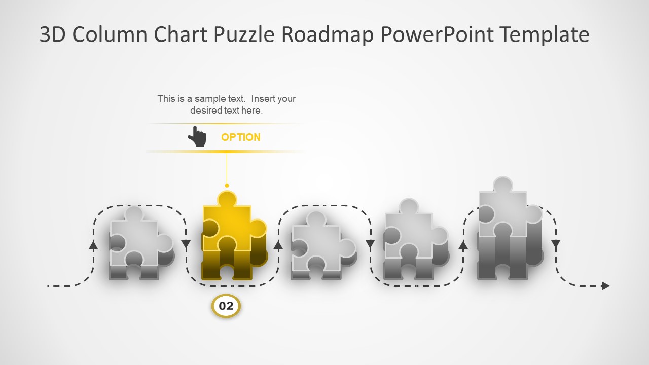 3D Column Chart Puzzle Roadmap PowerPoint Template - SlideModel