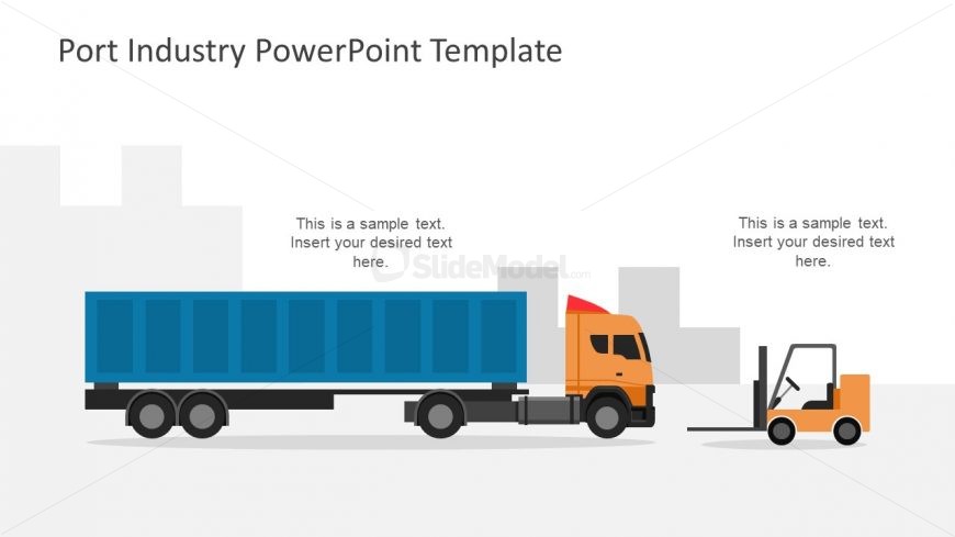 Slide of Blue Container Truck - SlideModel