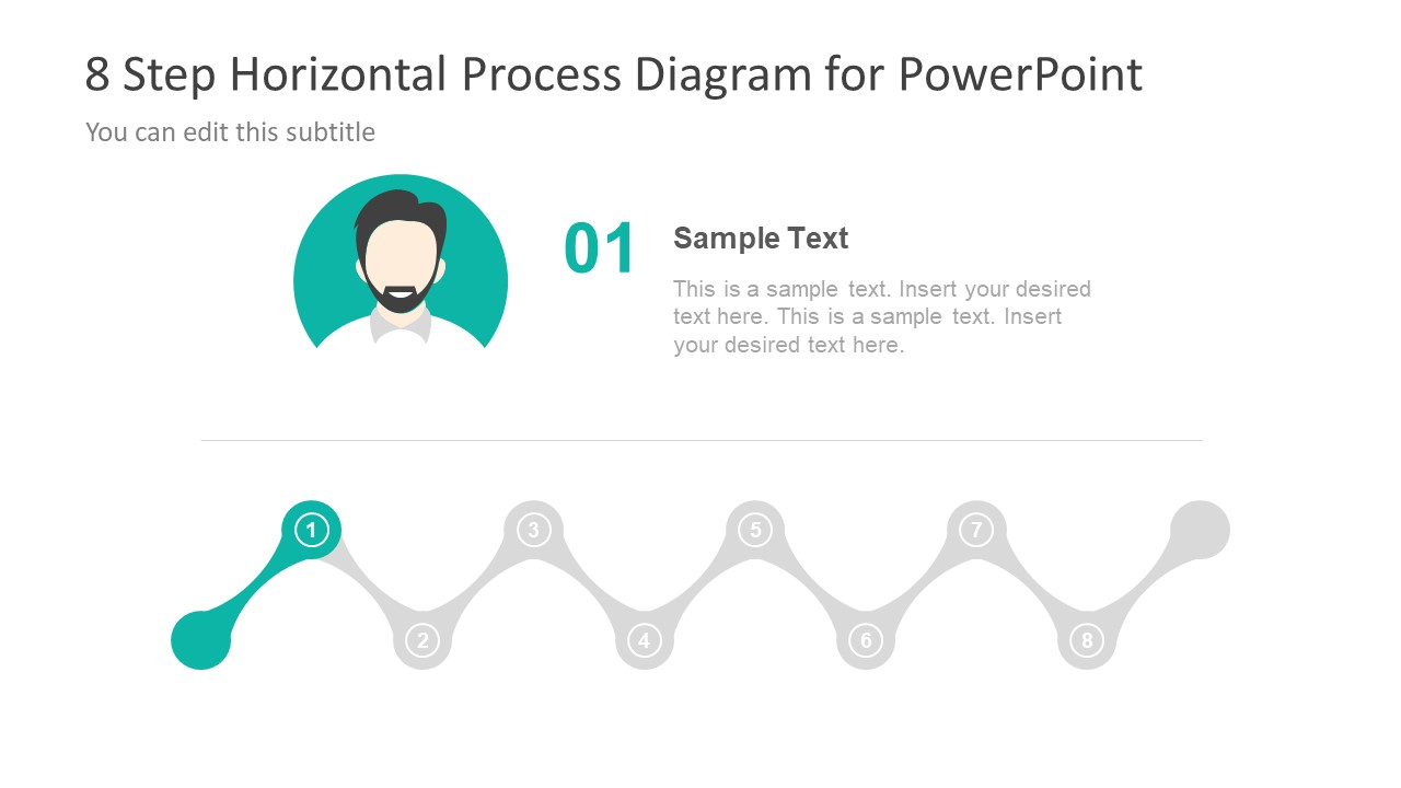 8 Step Horizontal Process Diagram Design for PowerPoint - SlideModel