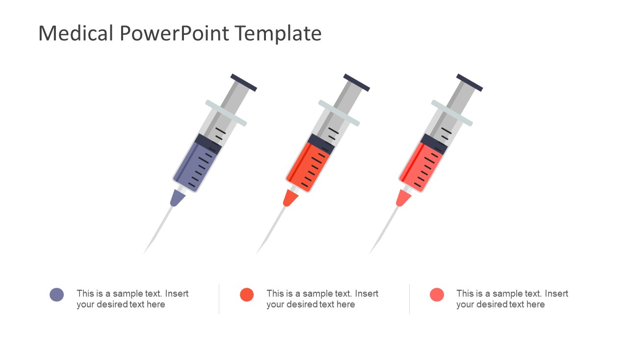 Slide of Three Syringes and Placeholders - SlideModel