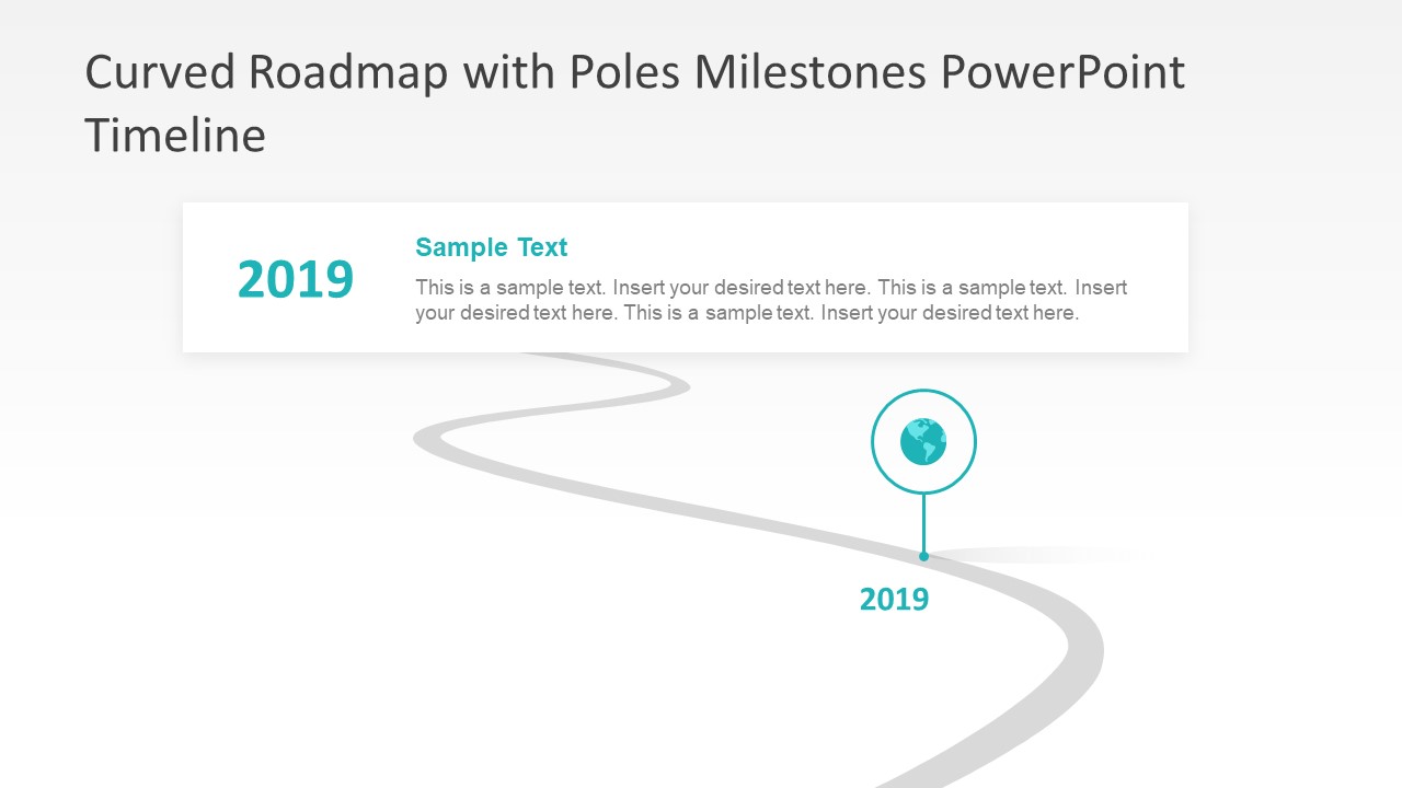 Curved Roadmap with Poles Milestones PowerPoint Timeline - SlideModel