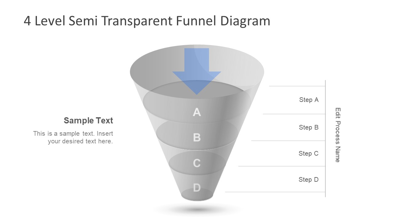 4 Level Semi Transparent Funnel Diagram for PowerPoint - SlideModel