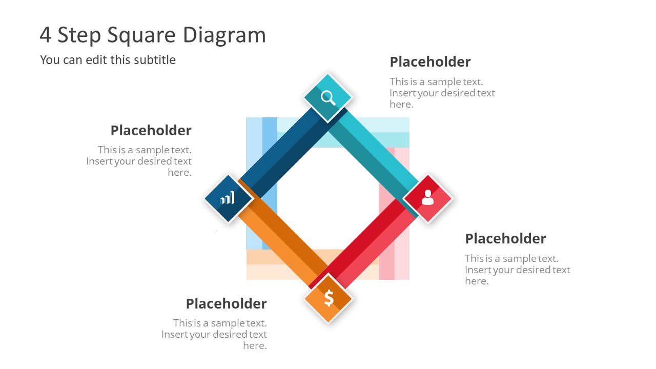 4 Step Square Diagram PowerPoint Template SlideModel
