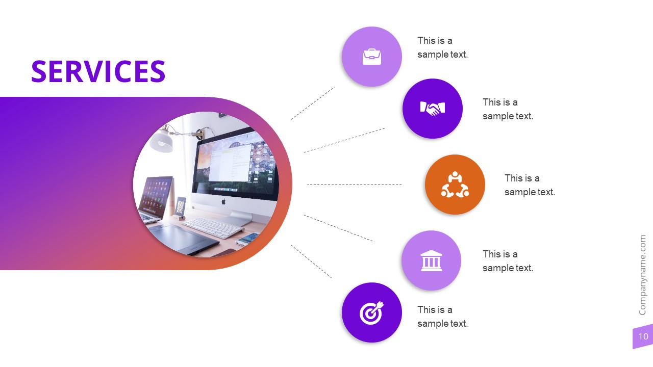 Service PowerPoint 5 Step Layout SlideModel