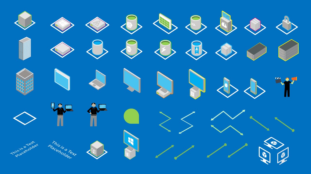 Azure Isometric Network PowerPoint Diagram - SlideModel