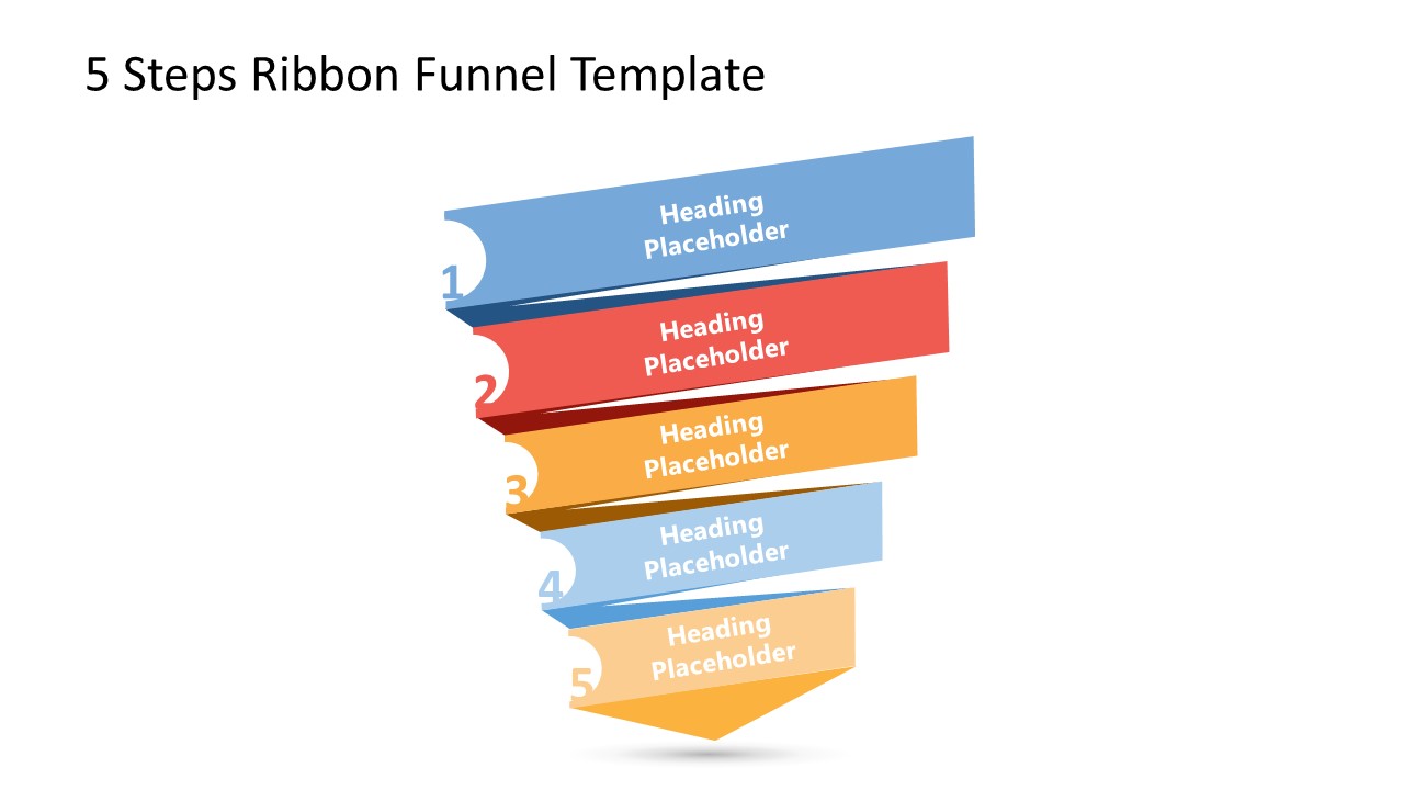 5 Steps Ribbon Funnel Diagram - SlideModel