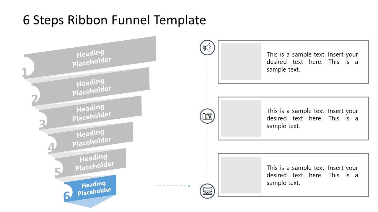 6 Steps Ribbons Funnel Diagrams - SlideModel