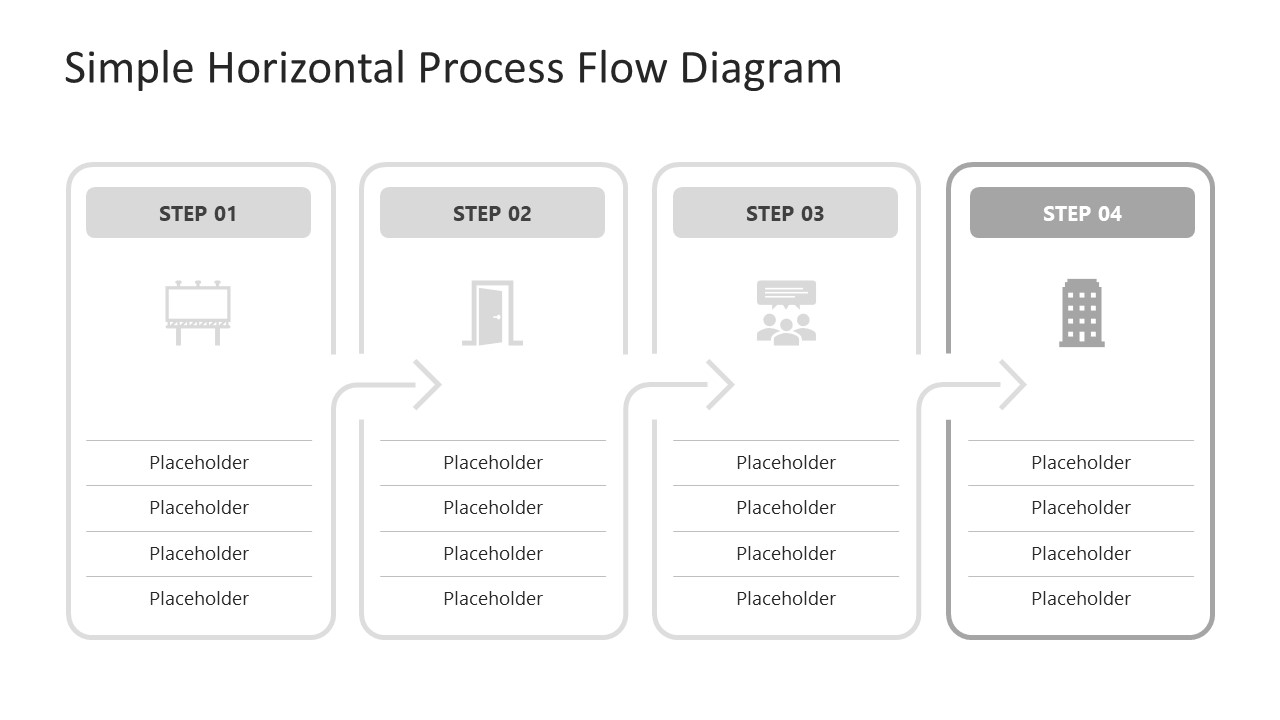 Free 4-Step Horizontal Process Flow Diagram Template