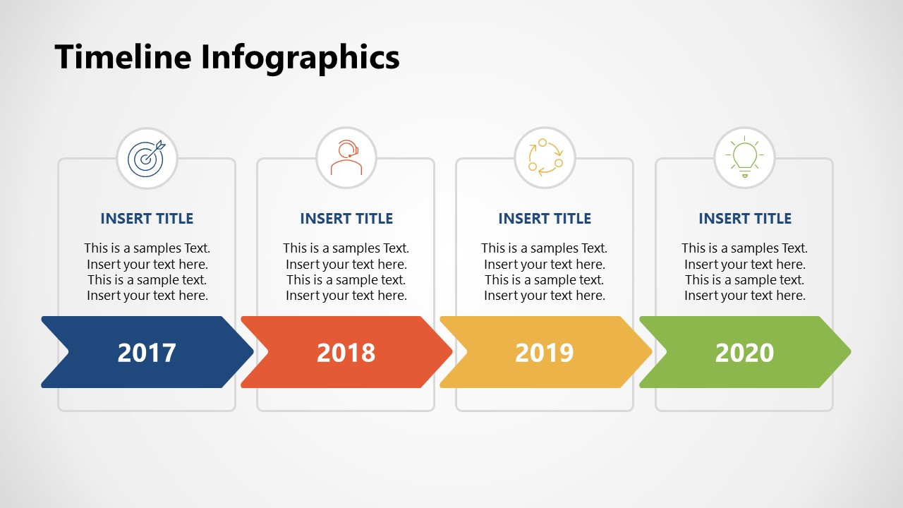 Four Columns Timeline Slide with Graphical Icons - SlideModel